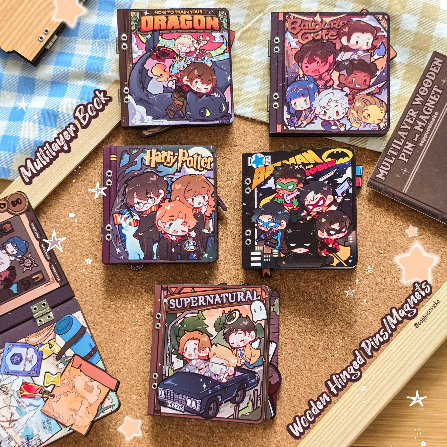 Multilayer Wooden Pin/Magnet Book Series – cappuccinekoshop