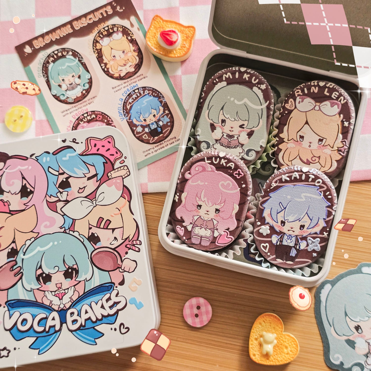 Vocaloid - Cookie Themed Embossed Wooden Pin & Magnet – cappuccinekoshop